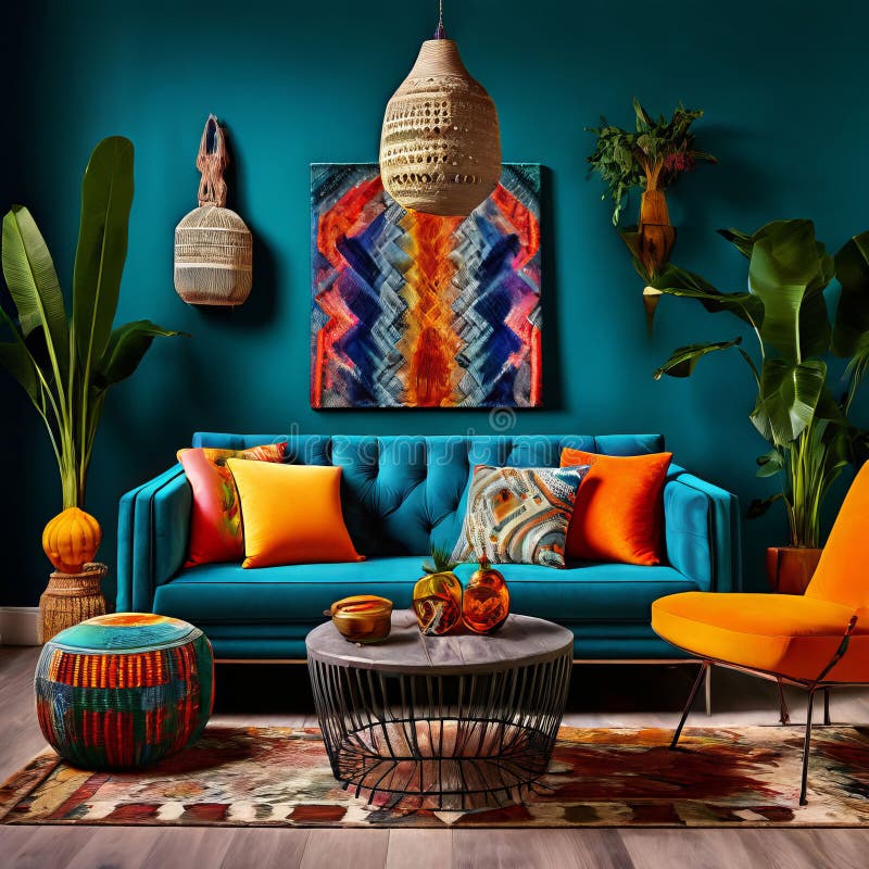 Eclectic Boho Mix of Eclectic Styles with Bold Colors Pattern Stock ...