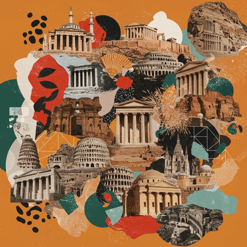 Eclectic Collage of Iconic Architecture with Structures Resembling ...