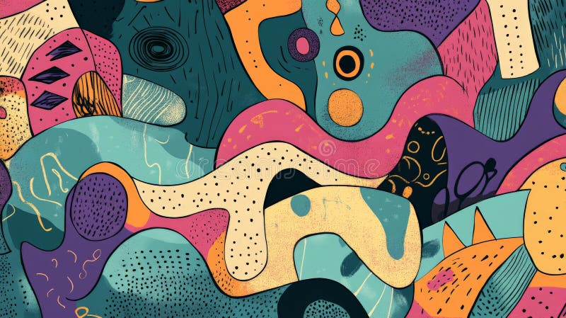 An Eclectic Doodle Art Header Showcasing a Mix of Hand-drawn Shapes and ...