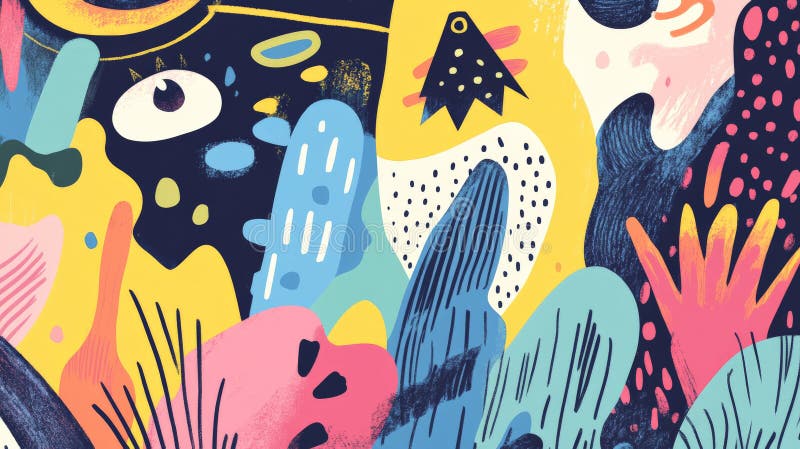 An Eclectic Doodle Art Header Showcasing a Variety of Shapes and ...