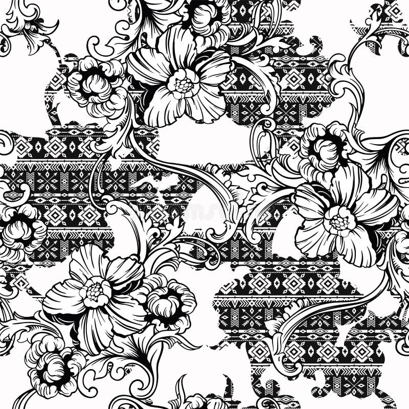 Eclectic Fabric Seamless Pattern. Animal Background with Baroque ...