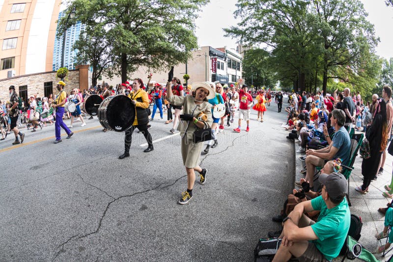 Eclectic Marching Band Performs while Walking in Dragon Con Parade ...