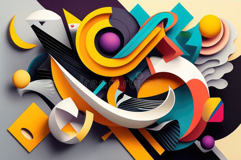 Eclectic Mix of Playful Shapes in Contrasting Colors Overlaps and ...