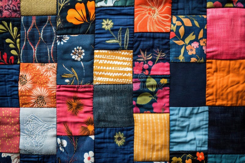 Eclectic Patchwork Design, Patchwork Design Featuring Colorful Squares ...