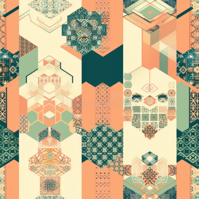 Eclectic Patchwork of Vintage and Modern Geometric Patterns Stock Photo ...