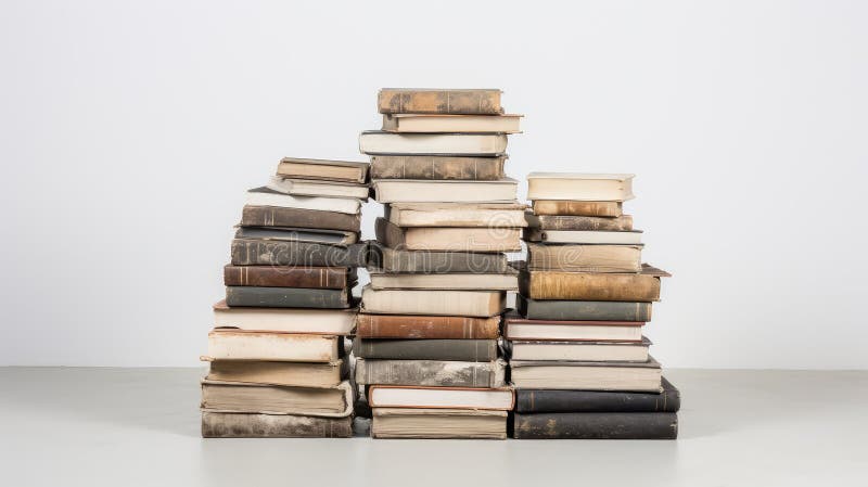 Eclectic Stack of Books White Background Stock Illustration ...