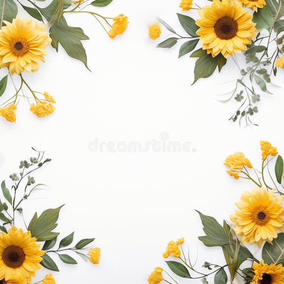 Eclectic sunflower border stock illustration. Illustration of tagetes ...