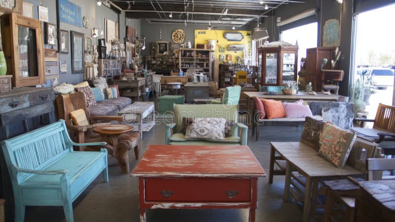 Eclectic Vintage Store Interior Showcasing Unique Furniture and Decor ...