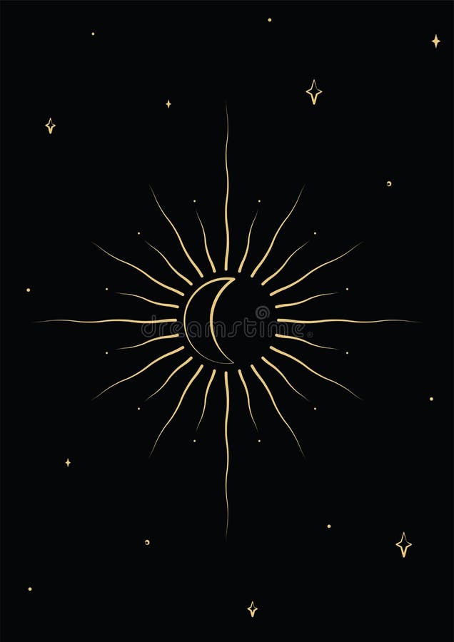 Eclipse. Sacred Geometry on Black Background. Abstract Vector ...