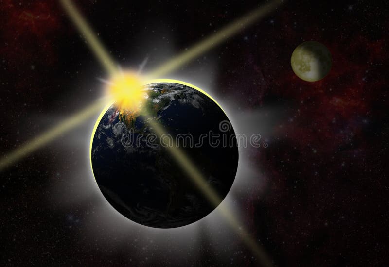 Eclipse - break of day stock illustration. Illustration of shining ...