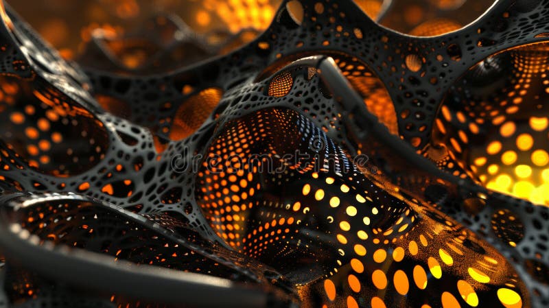 Eclipse of Elegance: Black Fractal Ferrofluidal with Orange Glowing ...