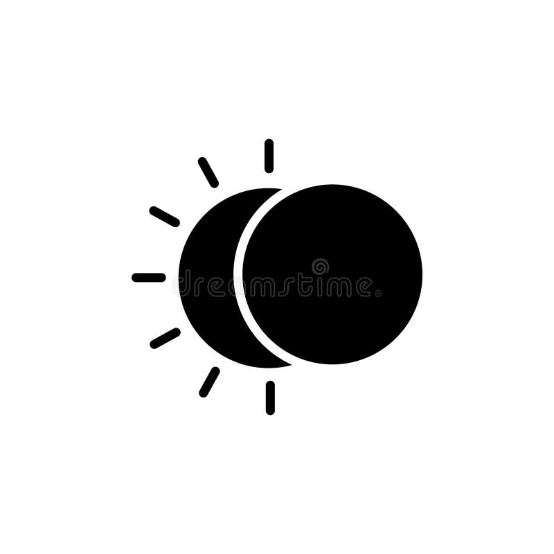 Eclipse Icon Set. Solar or Moon Eclipse Vector Symbol in Black Filled ...