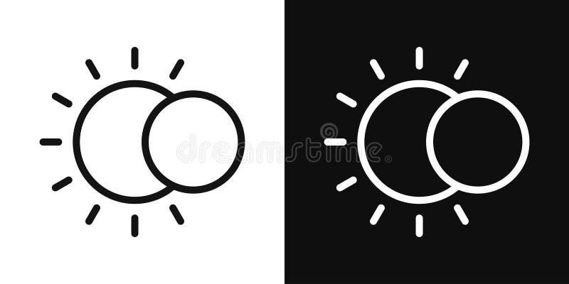 Eclipse Icon Set. Solar or Moon Eclipse Vector Symbol in Black Filled ...