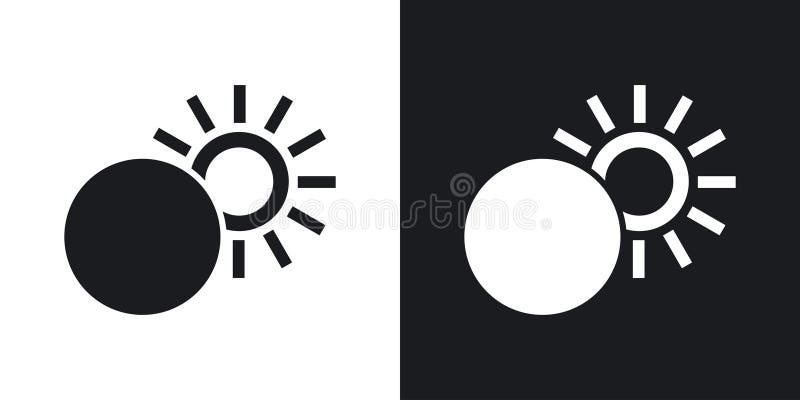 Eclipse Icon Set. Solar or Moon Eclipse Vector Symbol in Black Filled ...