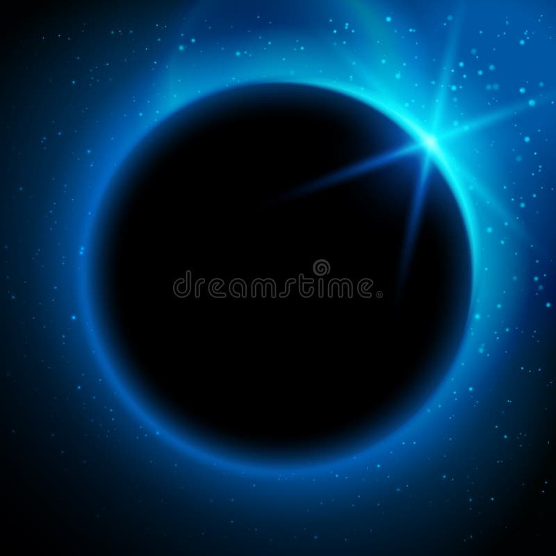 Sun Eclipse Blue Color Fire Dark Background Vector Moon Design Style ...
