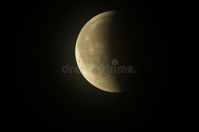 Eclipse Moon Illuminated by the Sun. Golden Stock Photo - Image of ...