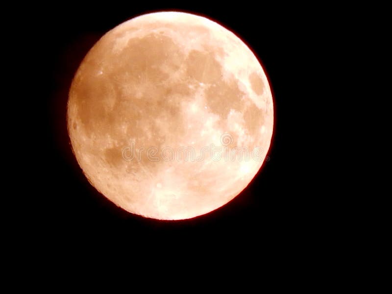 Eclipse of the Moon in the Night Sky with a Hoop of Light Around Stock ...