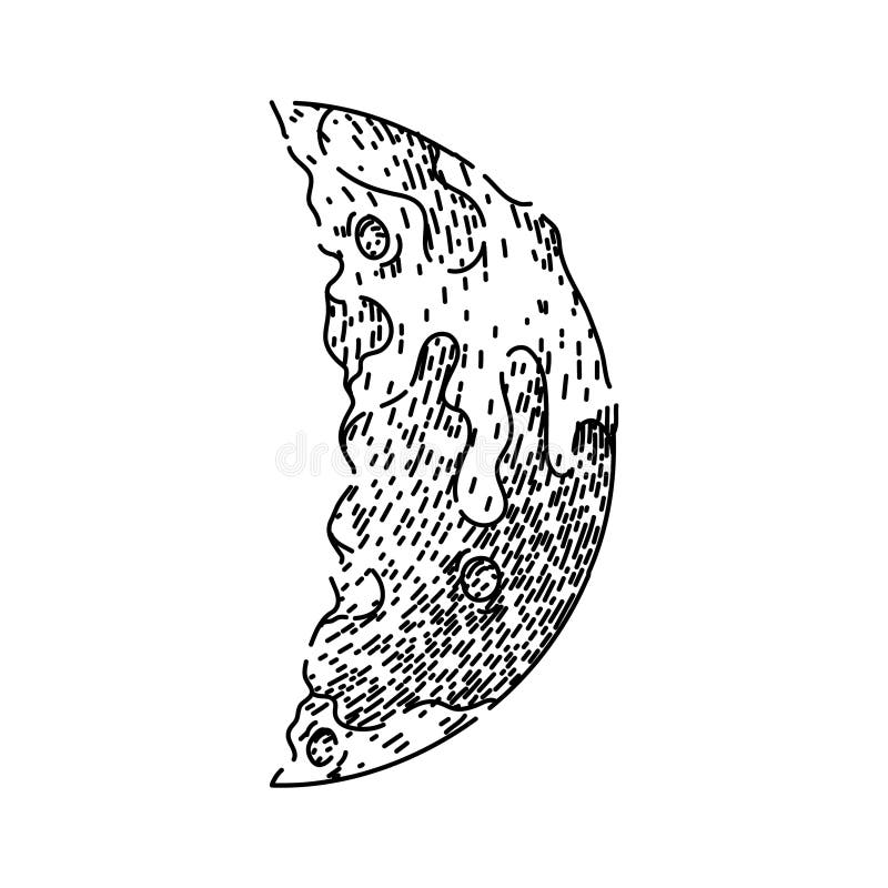 Eclipse Moon Sketch Hand Drawn Vector Stock Illustration - Illustration ...