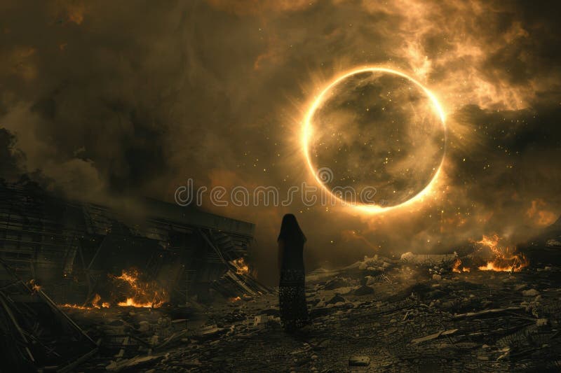 An Eclipse, Night Sky with Bright Moon Stock Illustration ...