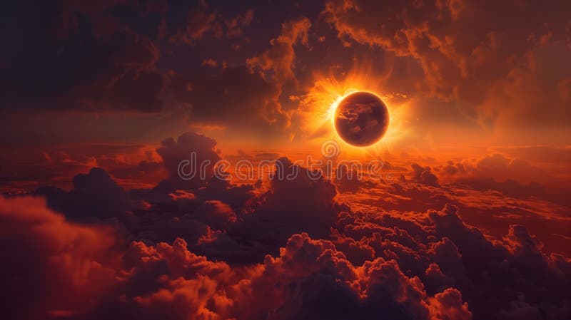 Eclipse Over Dramatic Cloudscape at Sunset Stock Image - Image of ...
