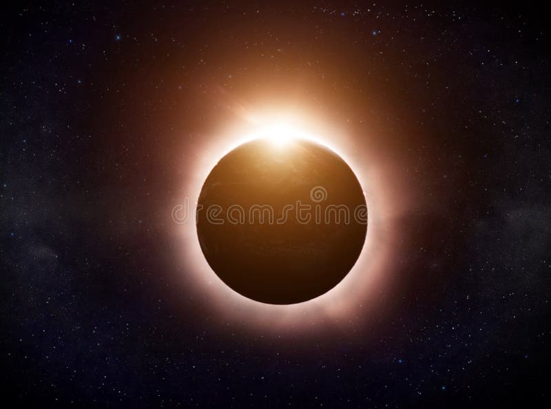 Eclipse on the Planet Earth Stock Illustration - Illustration of nebula ...