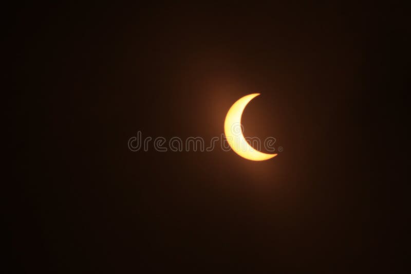 Eclipse Sky with the Sun and Moon on a Fall Day Stock Photo - Image of ...
