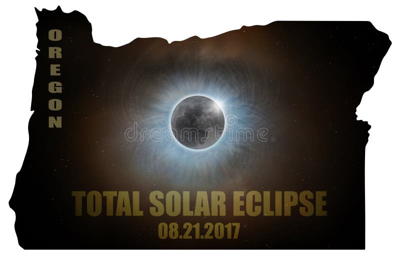 Eclipse Solar Total No Esboço EUA Do Mapa De Oregon Ilustração Stock ...