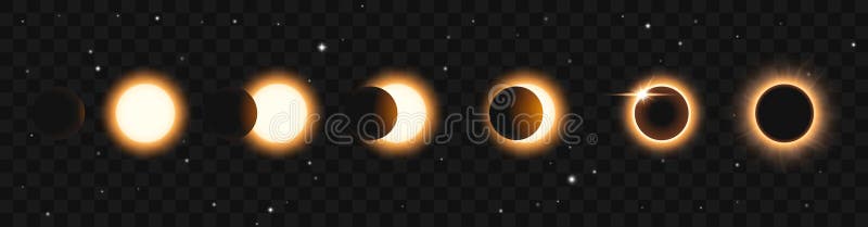 Eclipse Stages Realistic stock vector. Illustration of crescent - 279760982