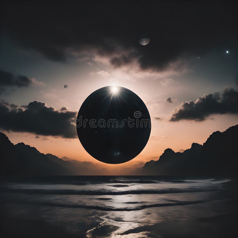 Eclipse Style Dark Full Moon Landscape with Clouds in Spooky Night ...