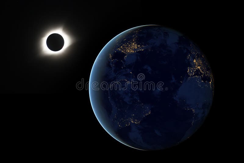 Eclipse of the Sun. the Moon Covers the Sun in a Beautiful Solar ...