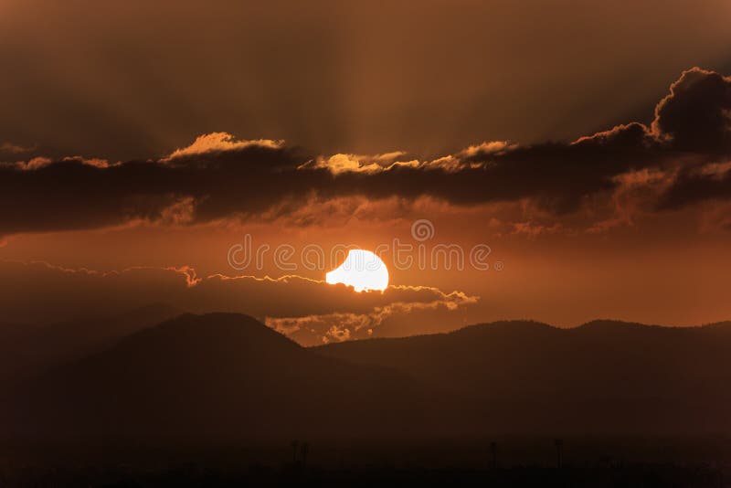 Eclipse Sunset stock image. Image of solar, partial, beaming - 63105735