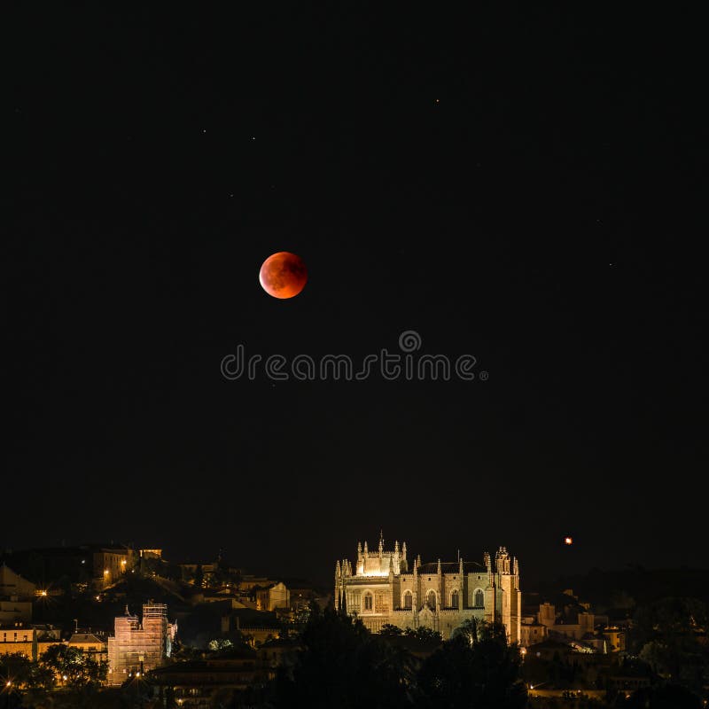 Eclipse on Toledo stock image. Image of evening, illuminated - 145316907