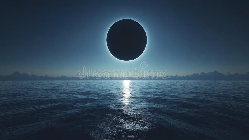 Eclipsed Sun Over Ocean is an Illustration that Captures the ...