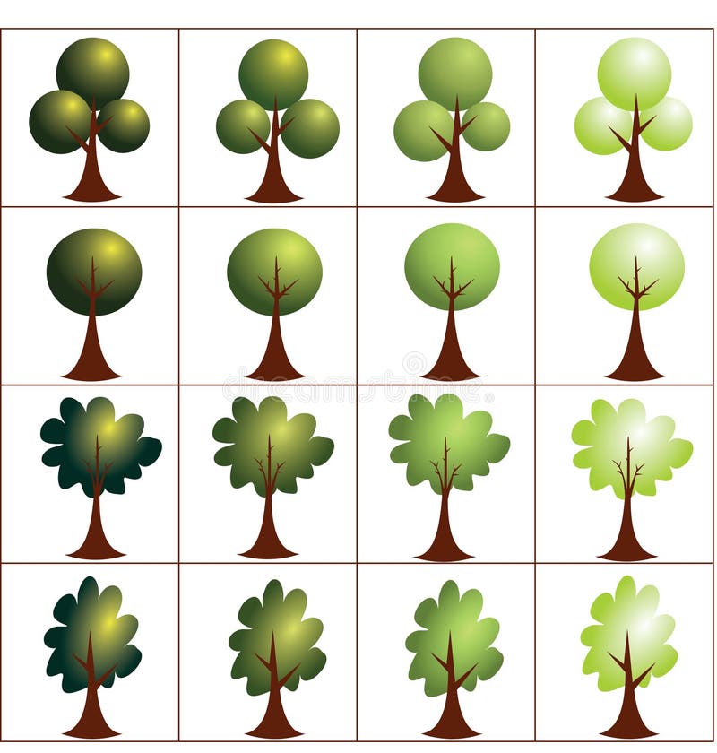 Eco Abstract Green Tress. Set Tree Icon Stock Vector - Illustration of ...