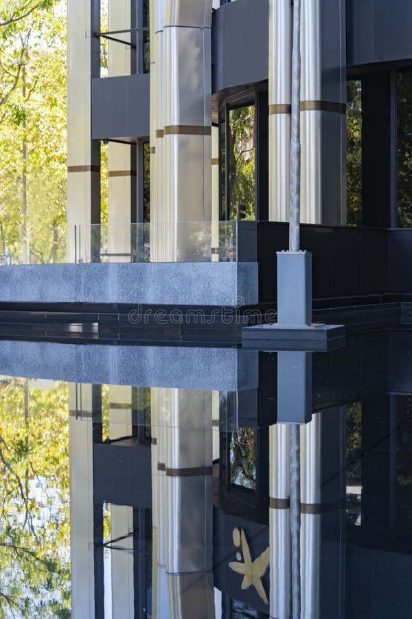 Eco Architecture. Green Tree, Office Building and Water. the Harmony of ...