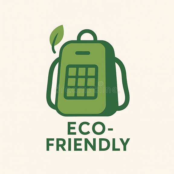 Eco Backpack Logo with Solar Panel and Leaf Icon Design Stock ...