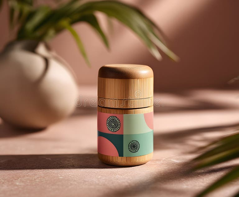 Eco Bamboo Deodorant Container with Pastel Color Label Design Stock ...