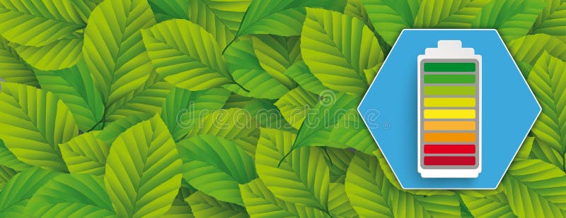 Eco Battery Hexagon Green Beech Leaves Header Stock Vector ...