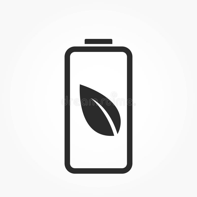 Eco Battery with Leaf Line Icon. Electric Power and Environmentally ...