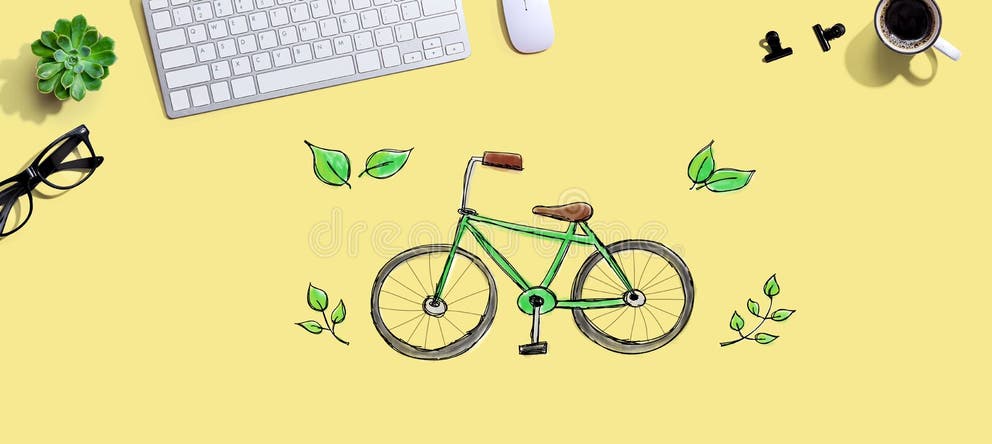 Eco Bicycle with a Computer Keyboard Stock Image - Image of cartoon ...