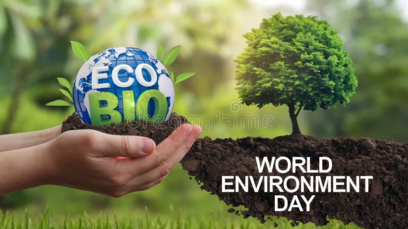 Eco Bio Globe with Earth in Hands and Tree Growing on Soil for World ...