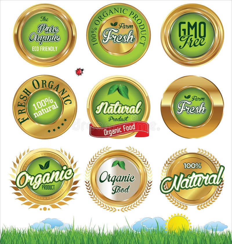 Eco and Bio Labels set stock illustration. Illustration of graphic ...