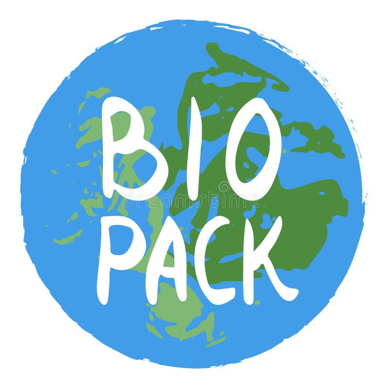 BIO Pack Slogan Design on Abstract Green Blue Background. Stock ...