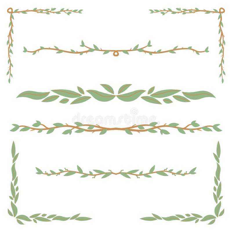 Eco Botanical Nature Graphic Set Leafy Borders Stock Vector ...