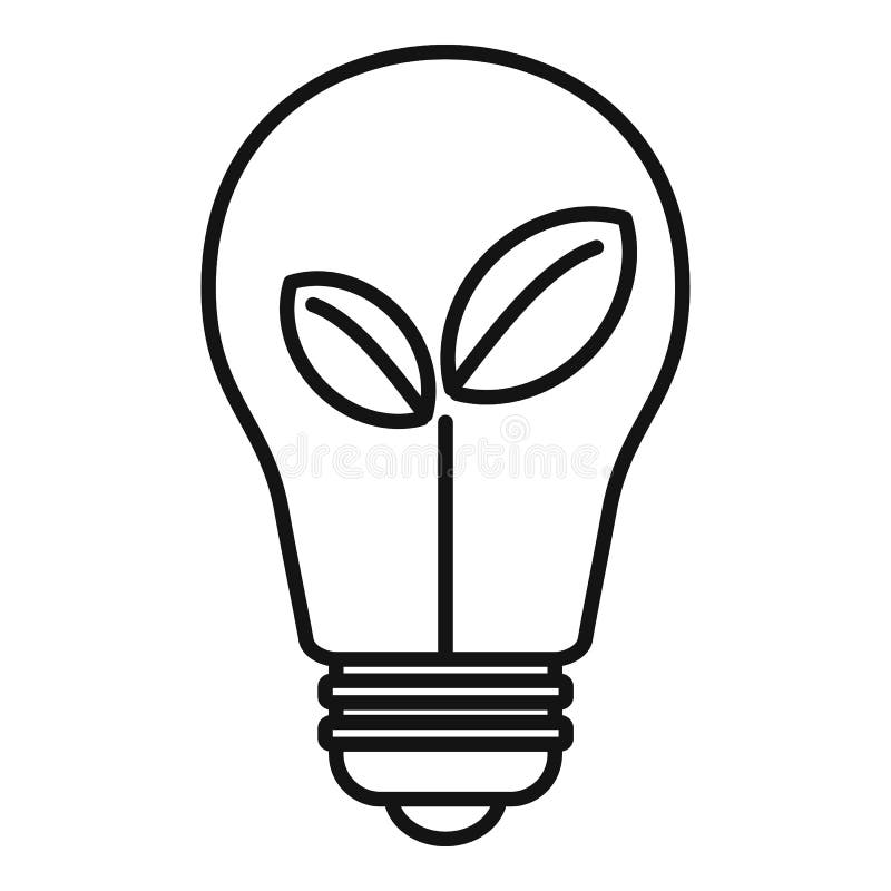 Eco Bulb Energy Icon, Outline Style Stock Vector - Illustration of lamp ...