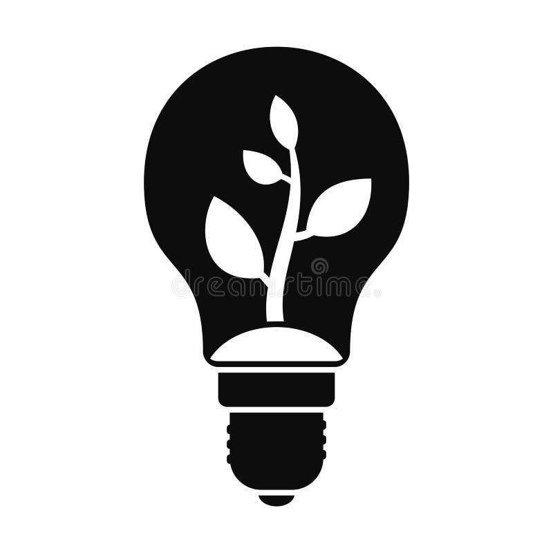 Eco Bulb Icon, Simple Style Stock Vector - Illustration of black ...