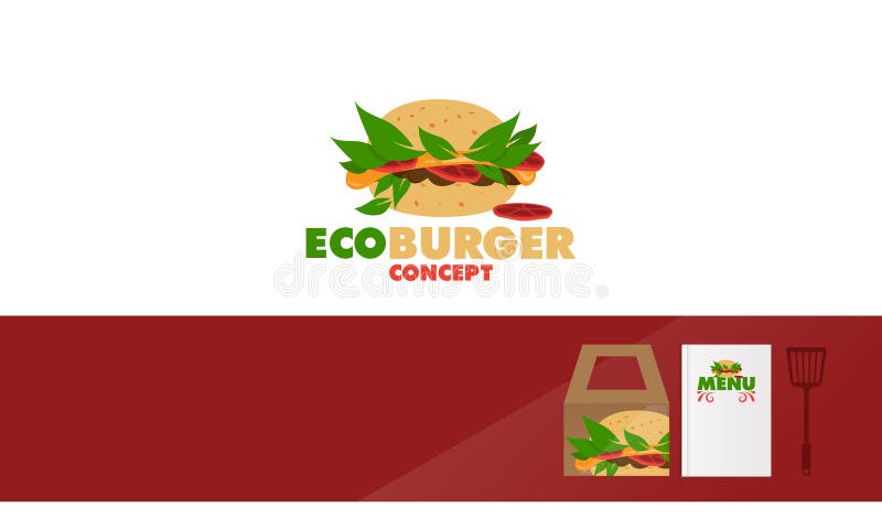 Eco Burger Green Logo Concept Stock Illustration - Illustration of ...