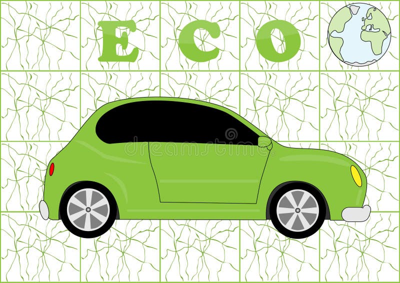 Eco Car Logo - Green Leaf and Car Sign Vector Set Design Stock Vector ...