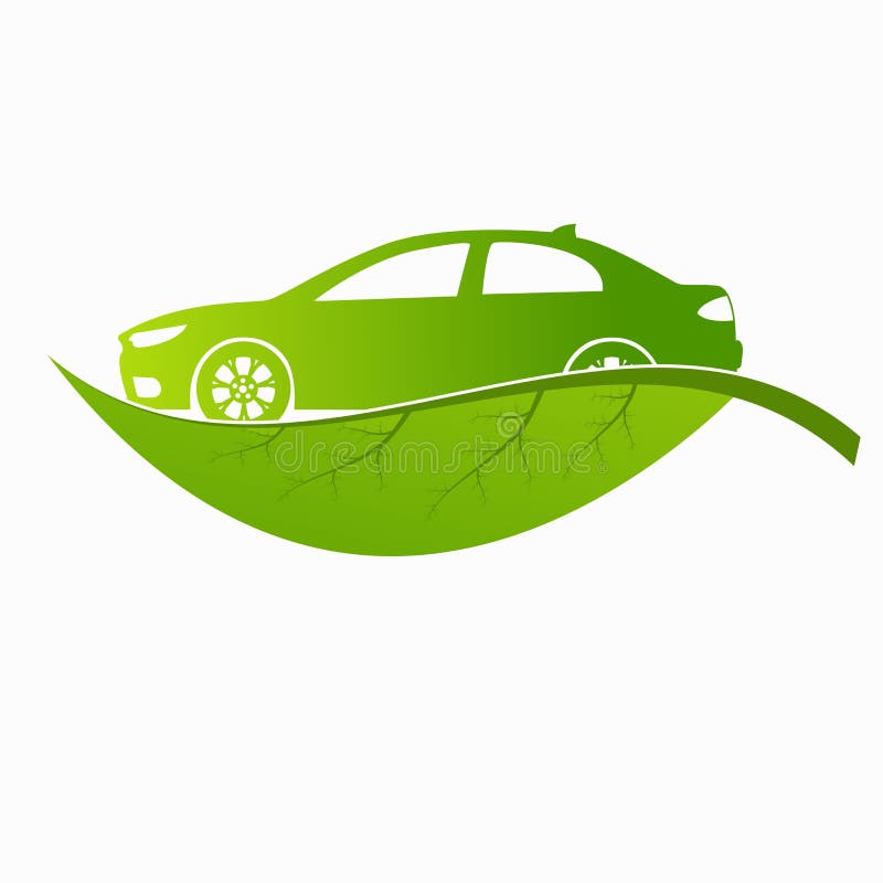 Eco Car Green Leaf and Car Sign Vector Design Stock Vector ...