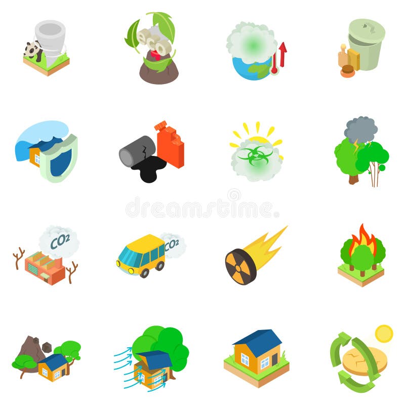 100 Catastrophic Icons Set, Cartoon Style Stock Illustration ...